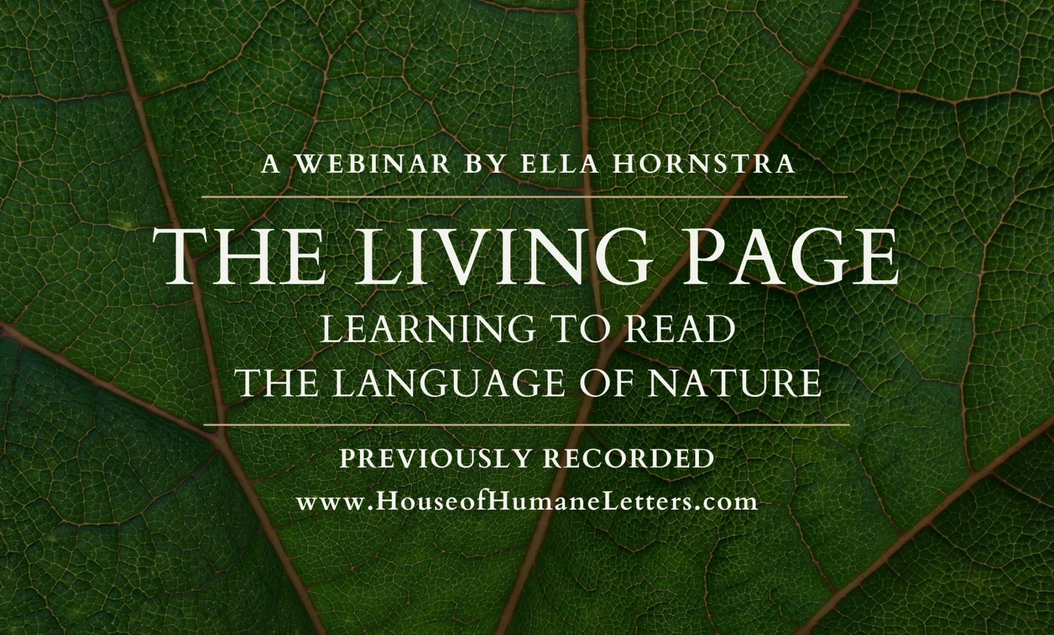 Webinars – House of Humane Letters